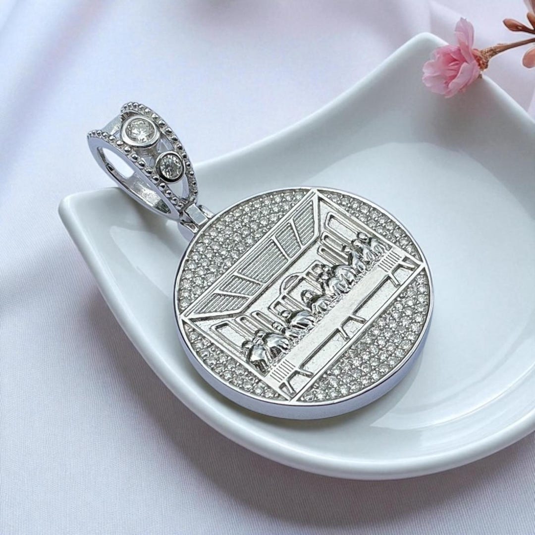 Moissanite Last Supper Pendant | 925 Sterling Silver Religious Necklace ...