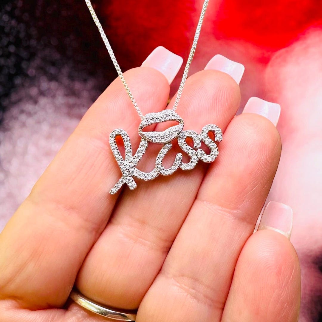 Moissanite “kiss” Pendant - Sterling Silver Love Jewelry With Lips ...