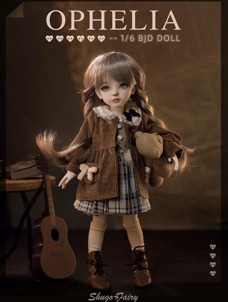 Ophelia 1/6 BJD Doll: Student Plaid Skirt Fullset, Anime Fairy Figure ...