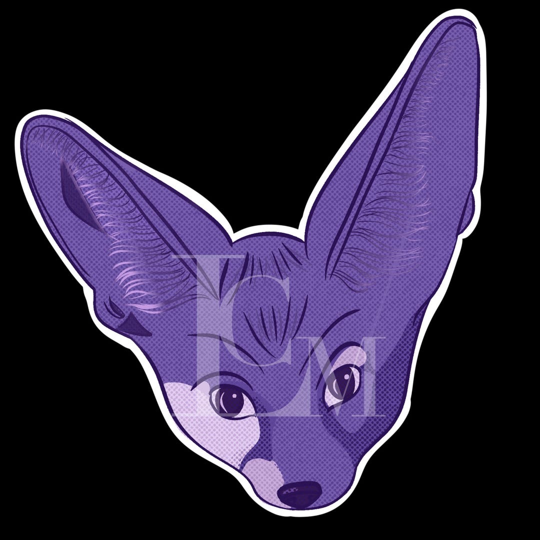 Fennec Fox 2.5" Sticker - I Love Foxes, Big Ears, Big Eyes, Kawaii ...