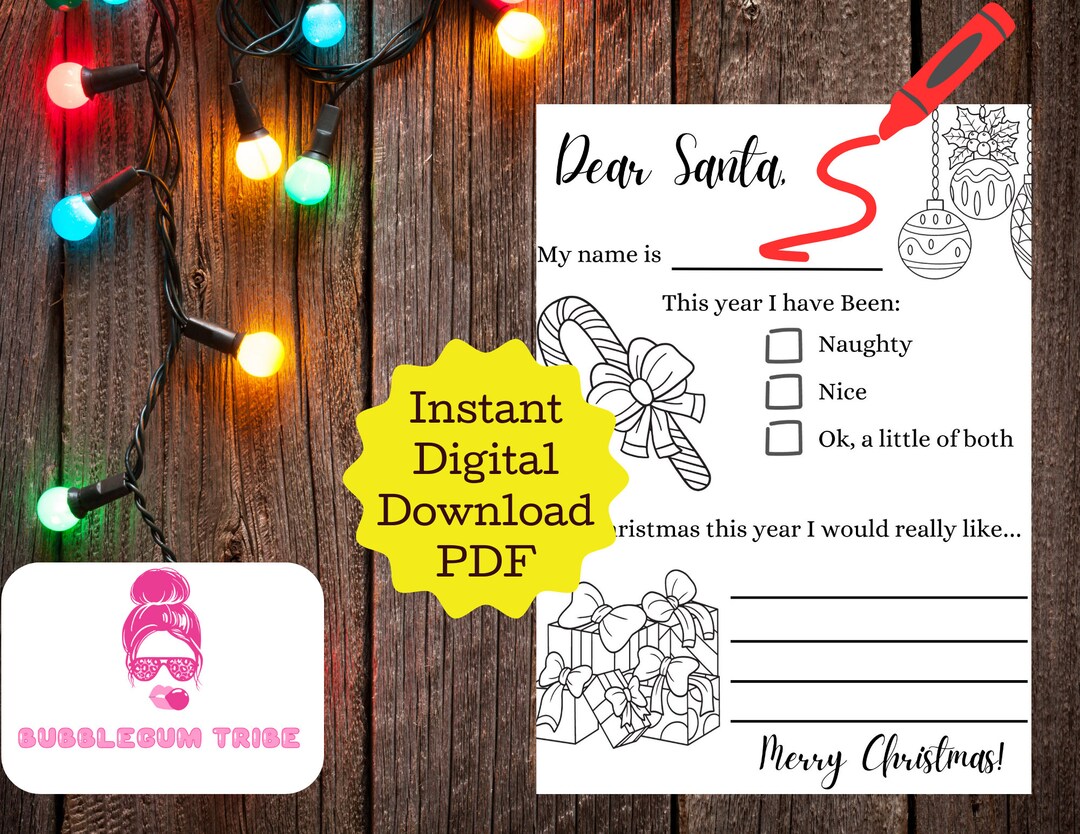 Letter to Santa Coloring Page, Santa Letter, Letter to Santa, Kids ...