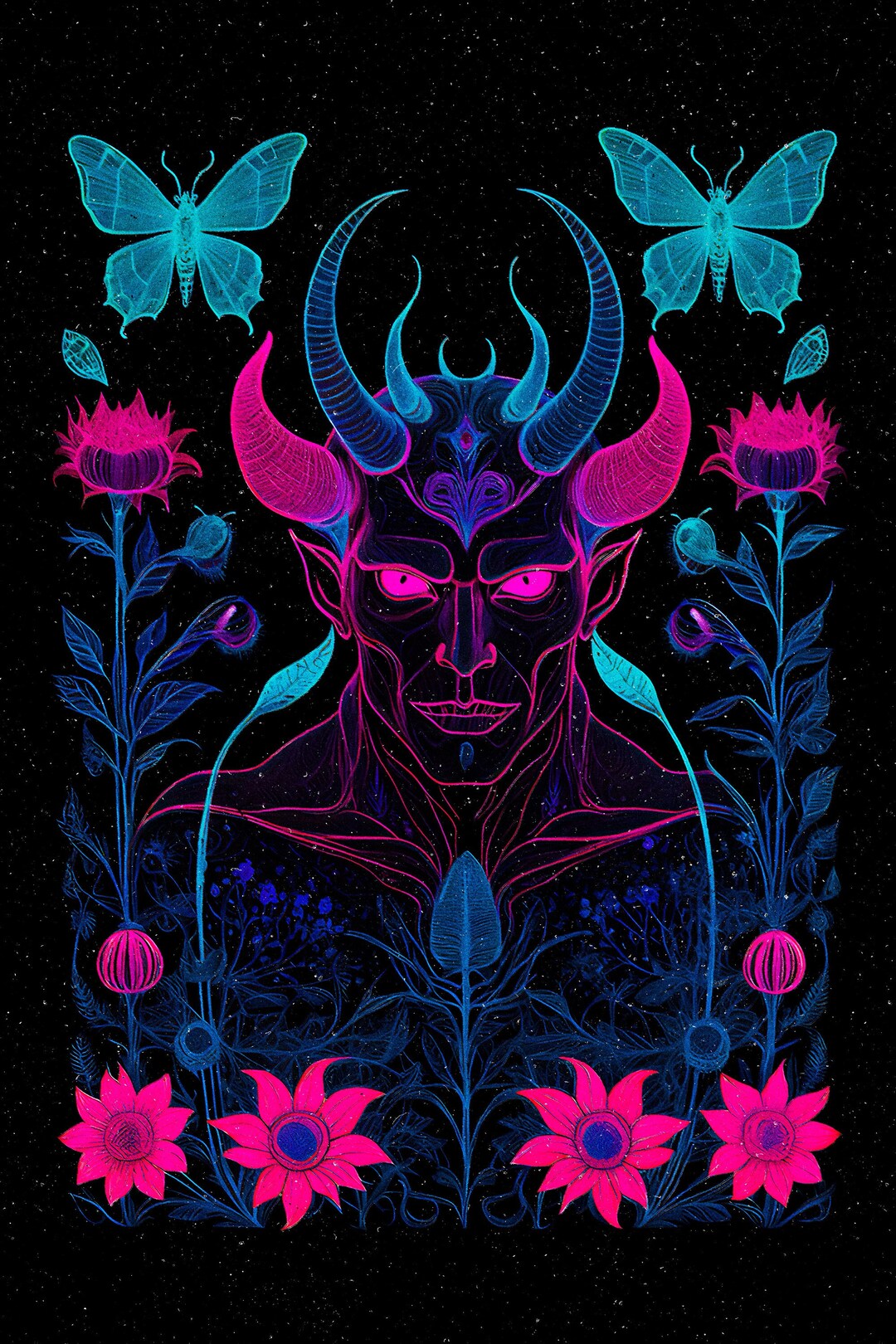 PRINT | Neon Demon Illustration | Grunge Psychedelic | Colorful & Black ...