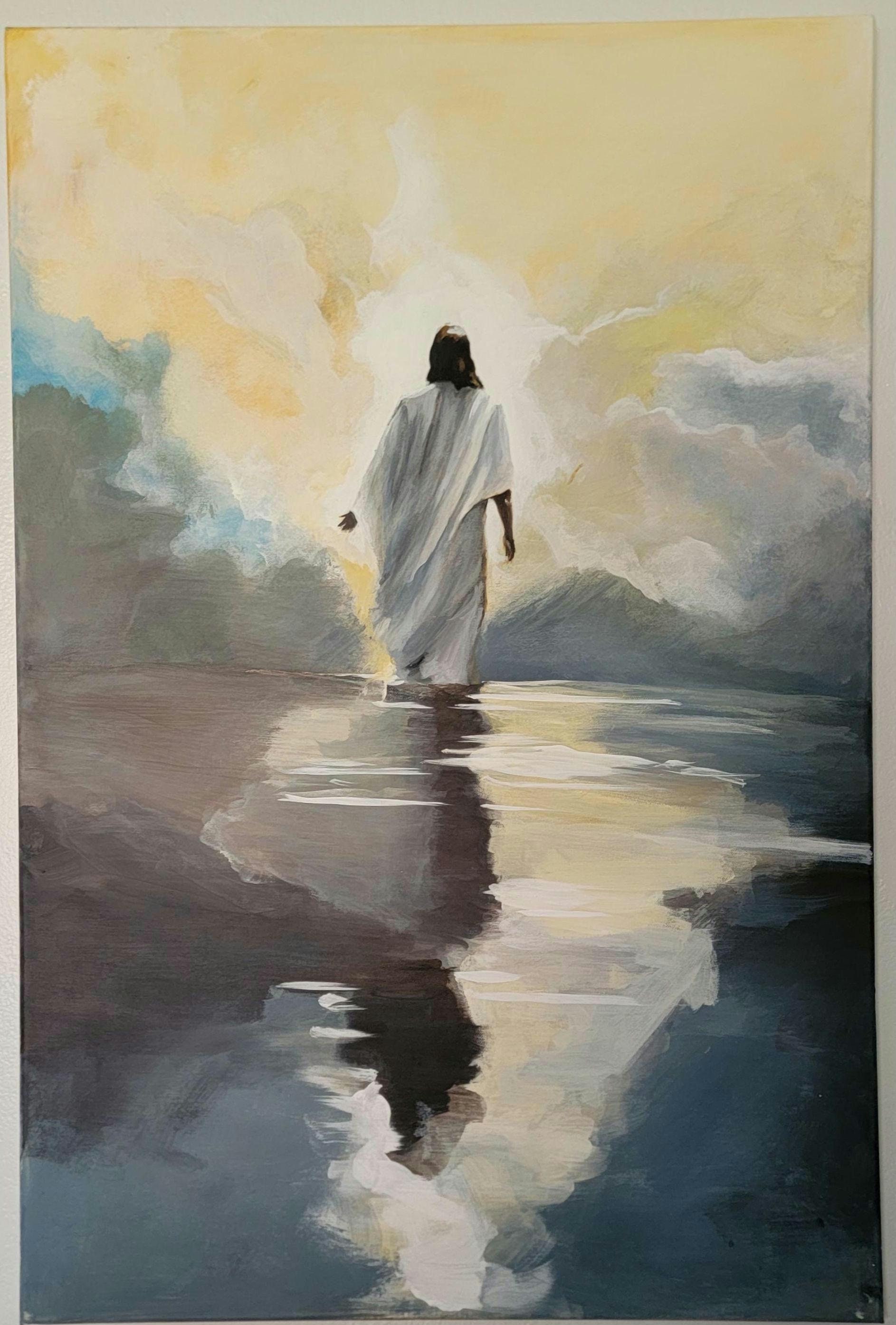 Jesus Walking On Water Painting Etsy