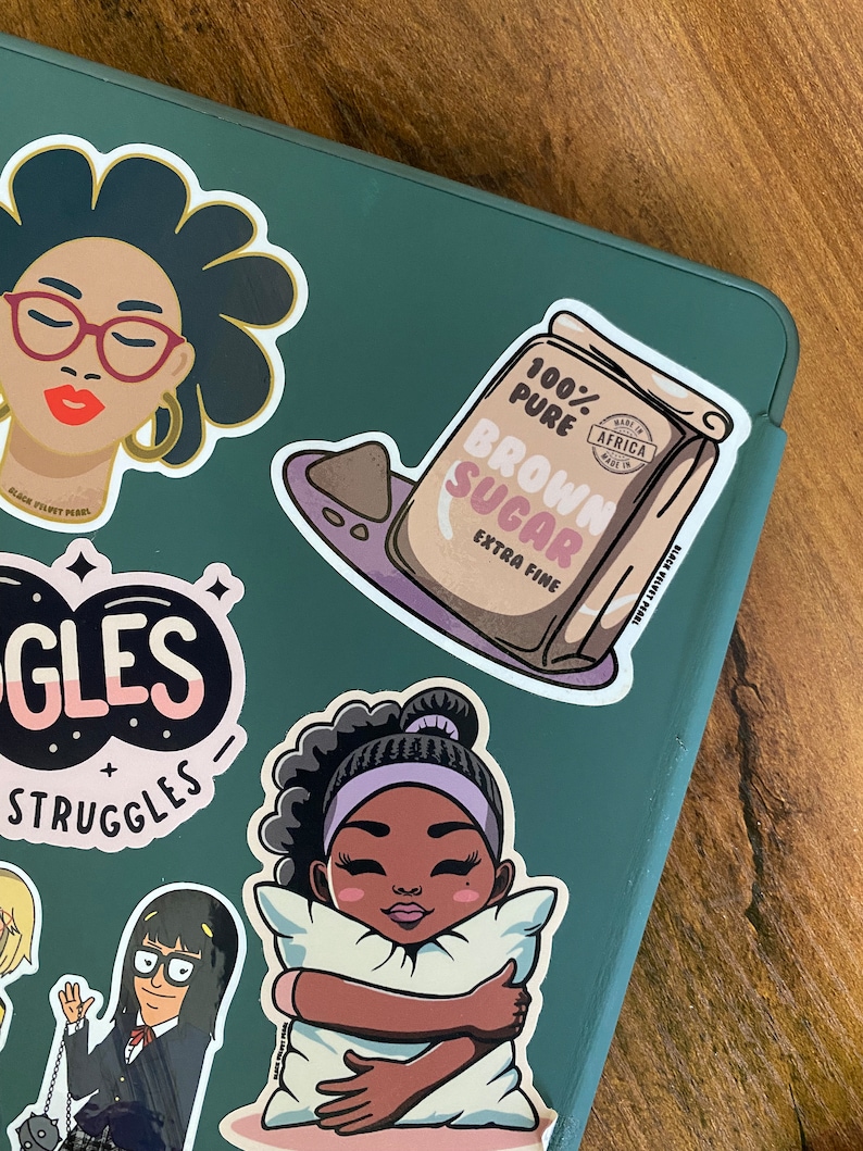 Vinyl Sticker, 100% Pure Brown Sugar, Black Girl Stickers, Water Bottle ...