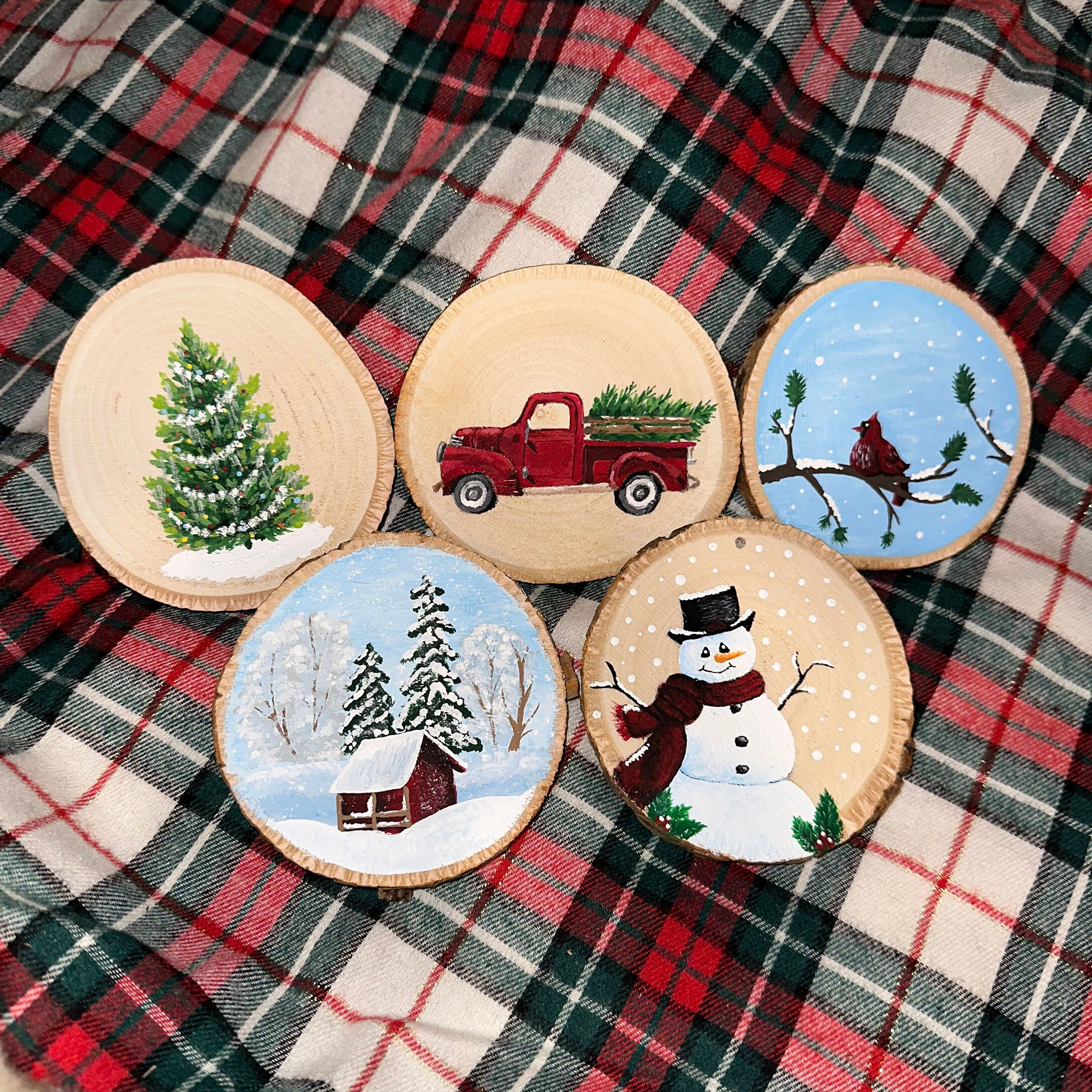 Hand-painted Wood Slice Ornament - Etsy