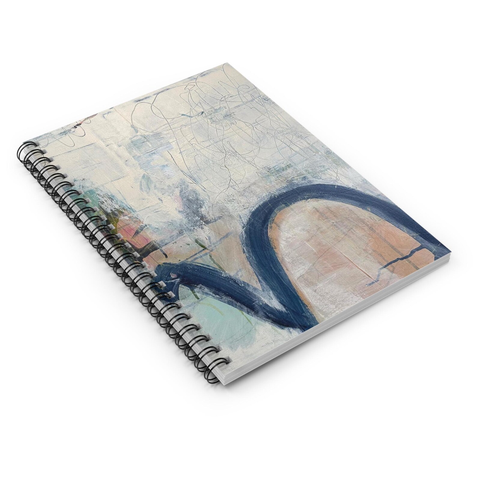 Artistic Abstract Spiral Notebook Cream With Blue and Orange Marks ...