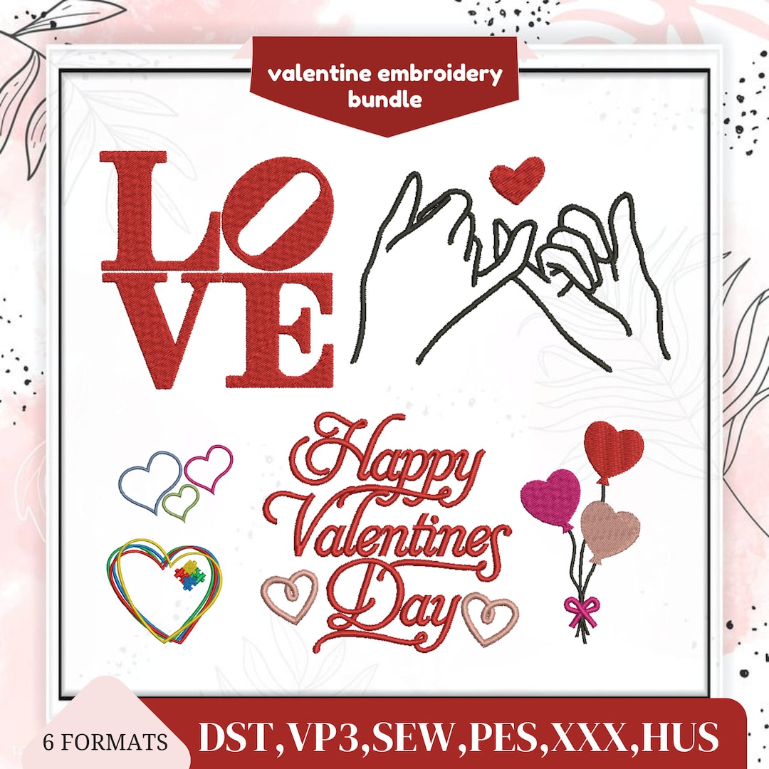 Valentine Hearts Embroidery Designs Love Heart Embroidery Pattern ...