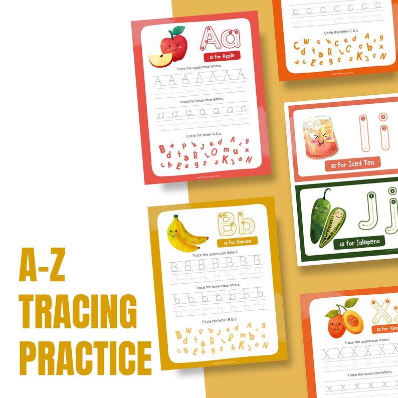 Alphabet Tracing and Letter Recognition, A-Z Flashcards & Worksheets - Etsy