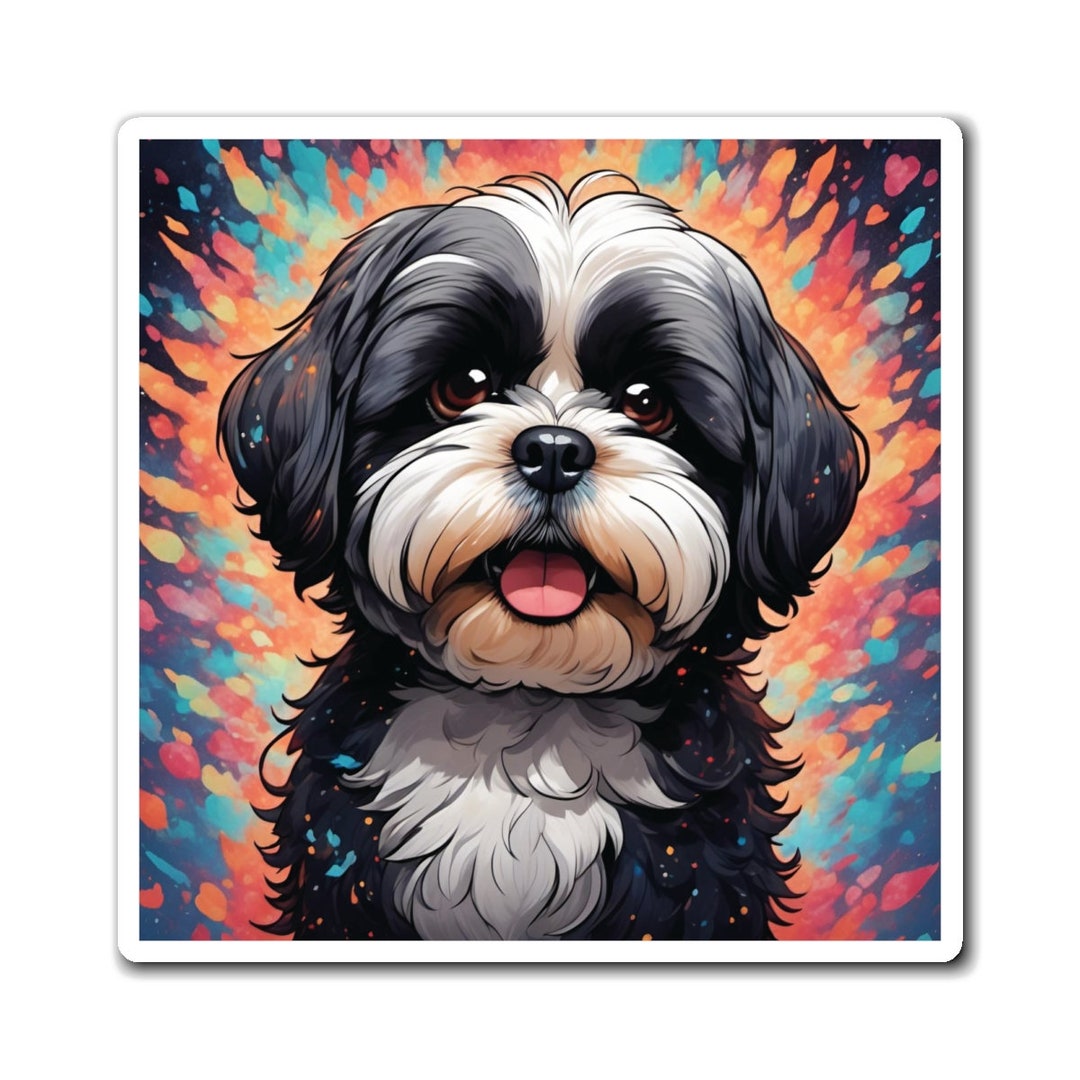 Cute Lhasa Apso Shih Tzu Realistic, Hyper Detailed, Magnet, Magnetic ...
