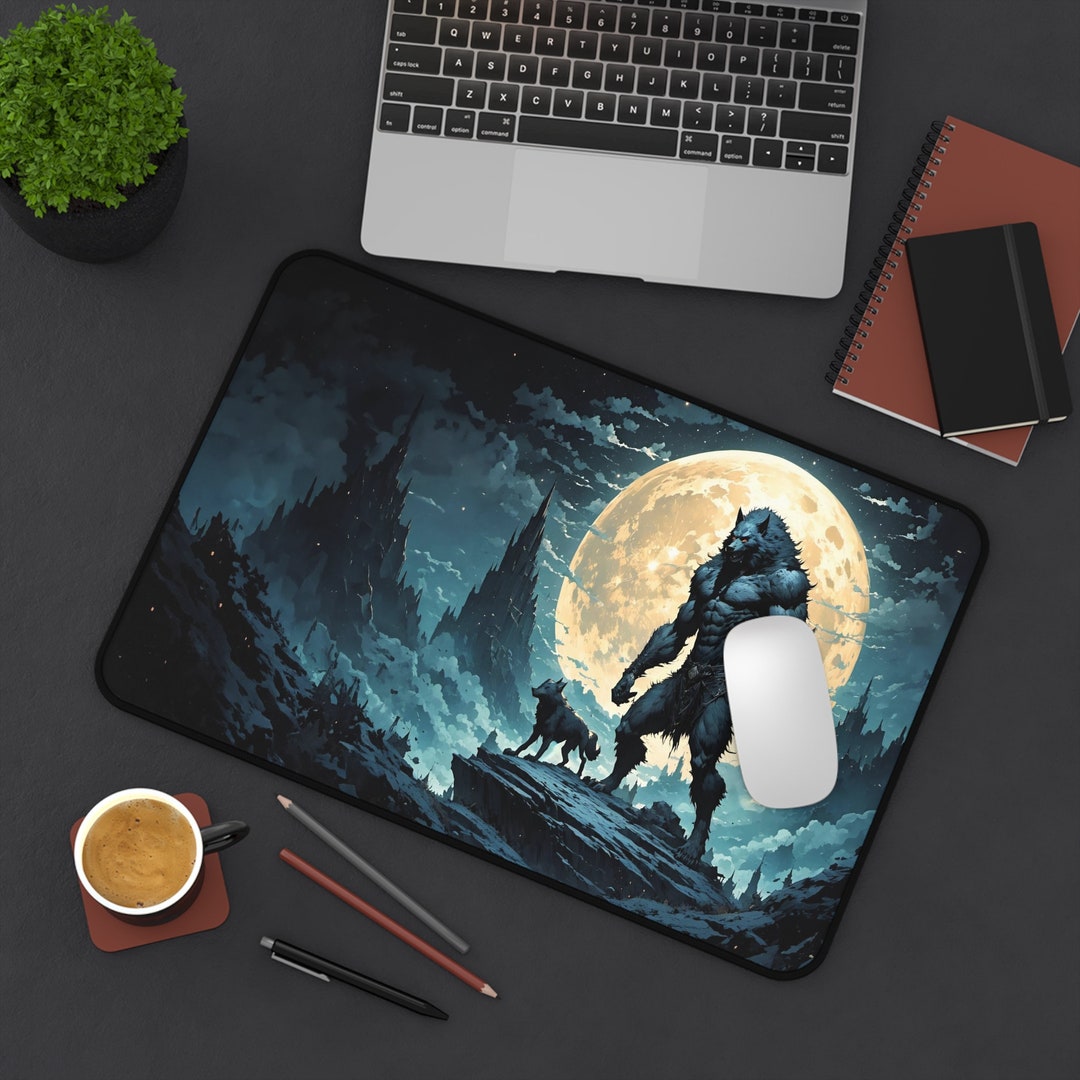 Fantasy Wolf Wolves Dog Dogs Blue Black Ai Art Dark Castle Moonscape ...