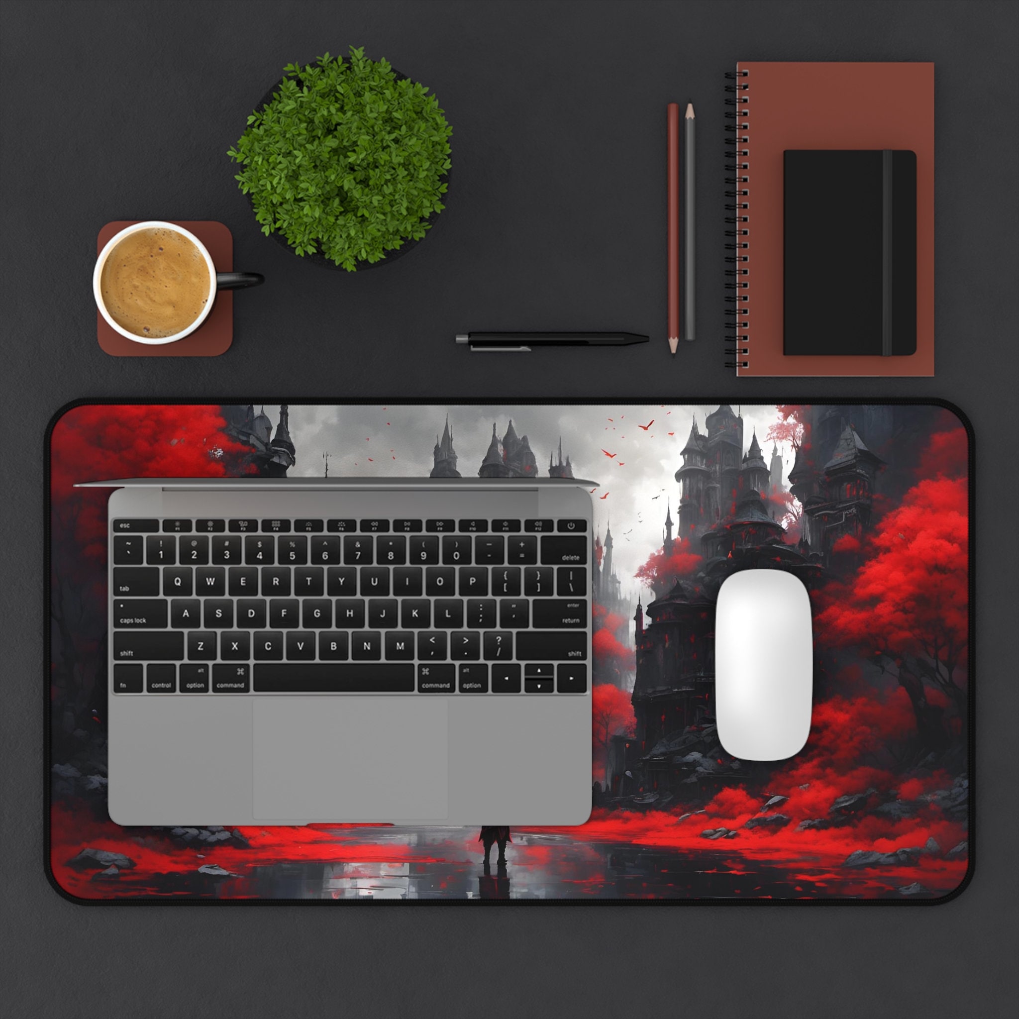 Elden Videogame Inspired, Medieval Knight, Black and Red Mouse Pad Desk ...