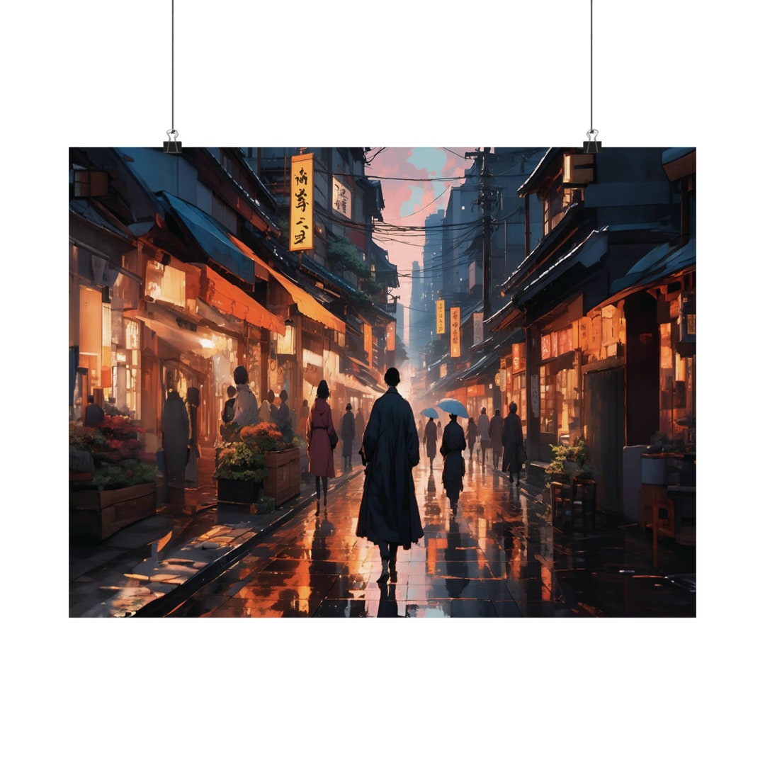 Matte Horizontal Poster Japan Japanese Tokyo Anime Art Ai Wall Hanging ...