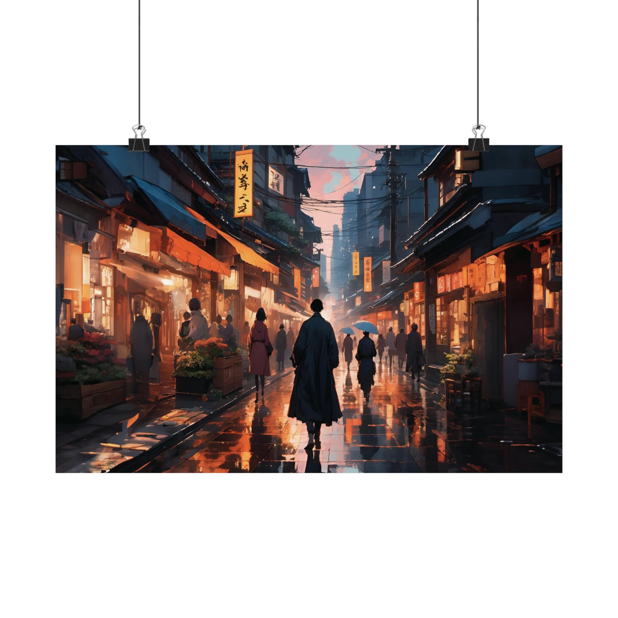 Matte Horizontal Poster Japan Japanese Tokyo Anime Art Ai Wall Hanging ...