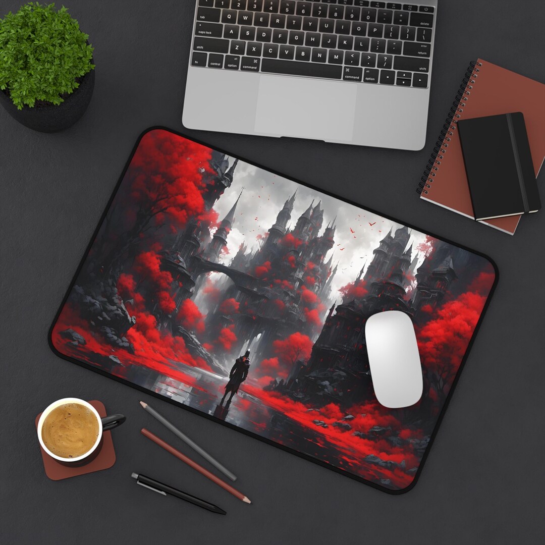 Elden Videogame Inspired, Medieval Knight, Black and Red Mouse Pad Desk ...