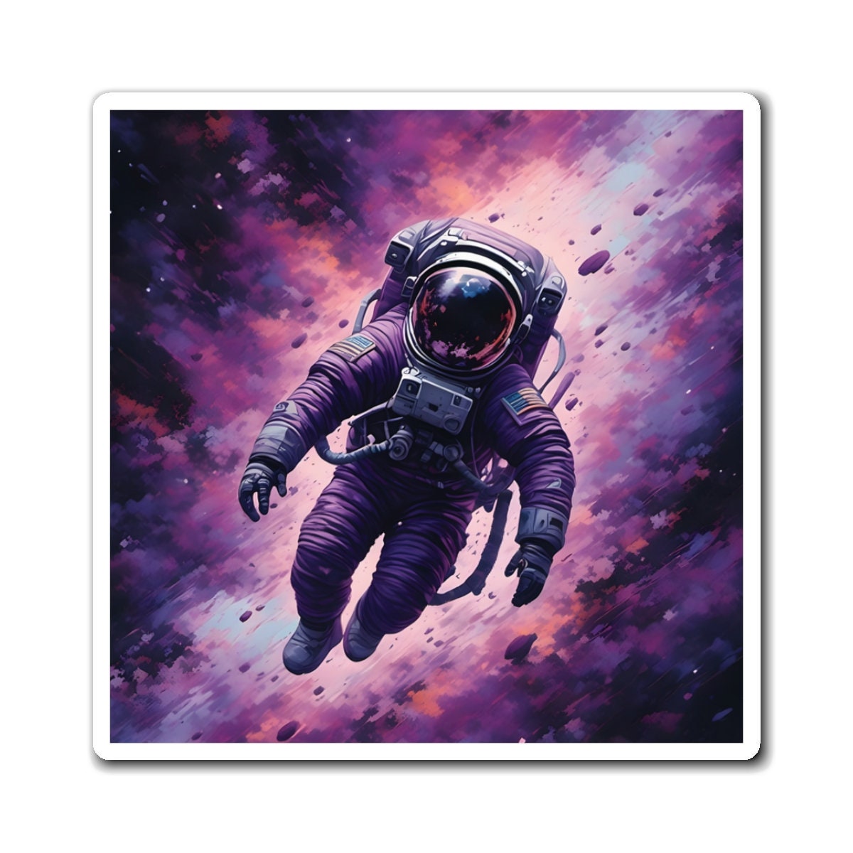 Astronaut in Space, Magnet, Magnetic Art, Black, Purple, Splash Art ...