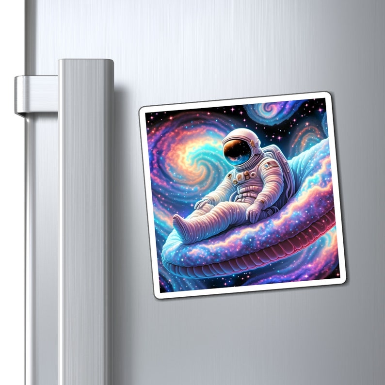 Astronaut in Space, Magnet, Magnetic Art, Black, Purple, Splash Art ...
