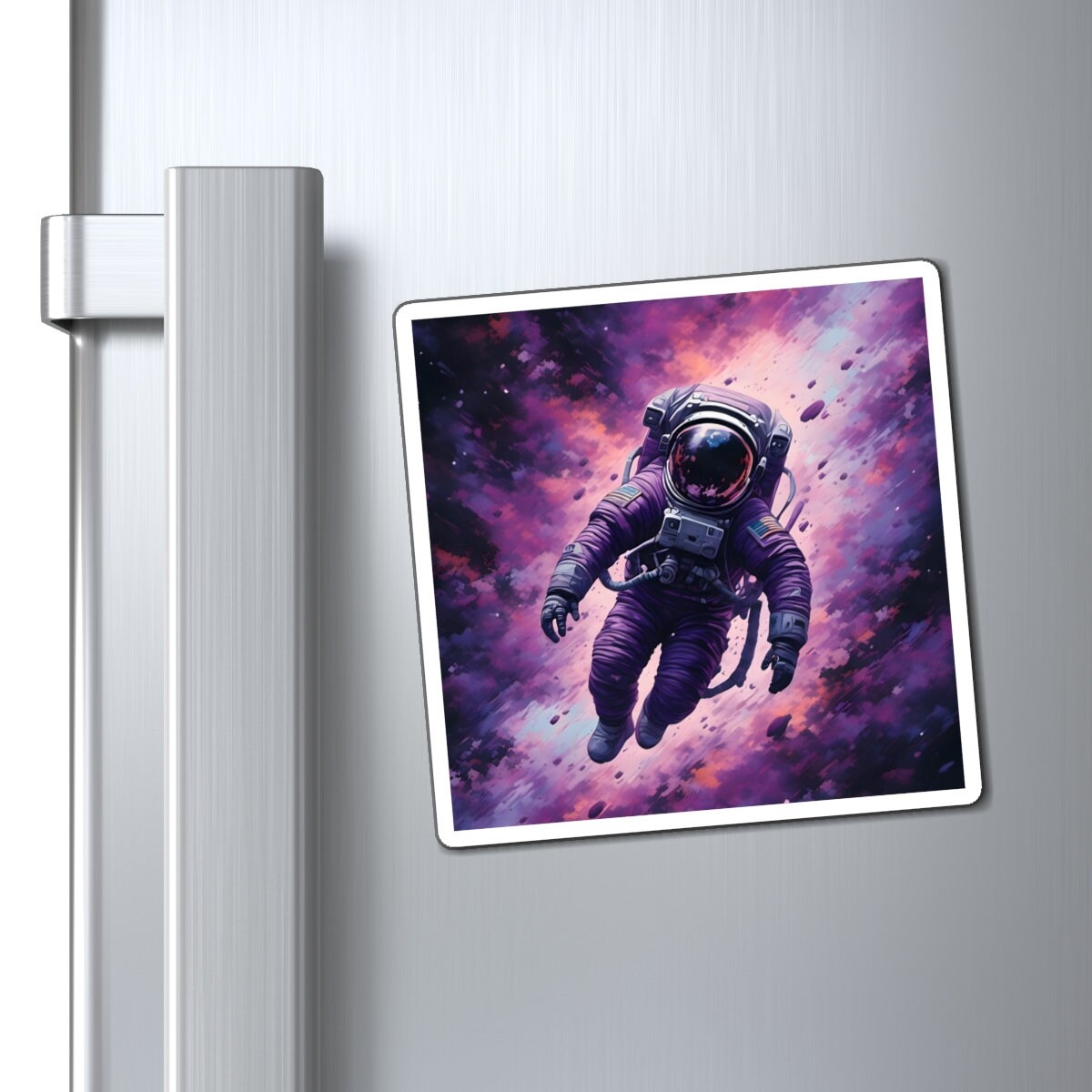 Astronaut in Space, Magnet, Magnetic Art, Black, Purple, Splash Art ...