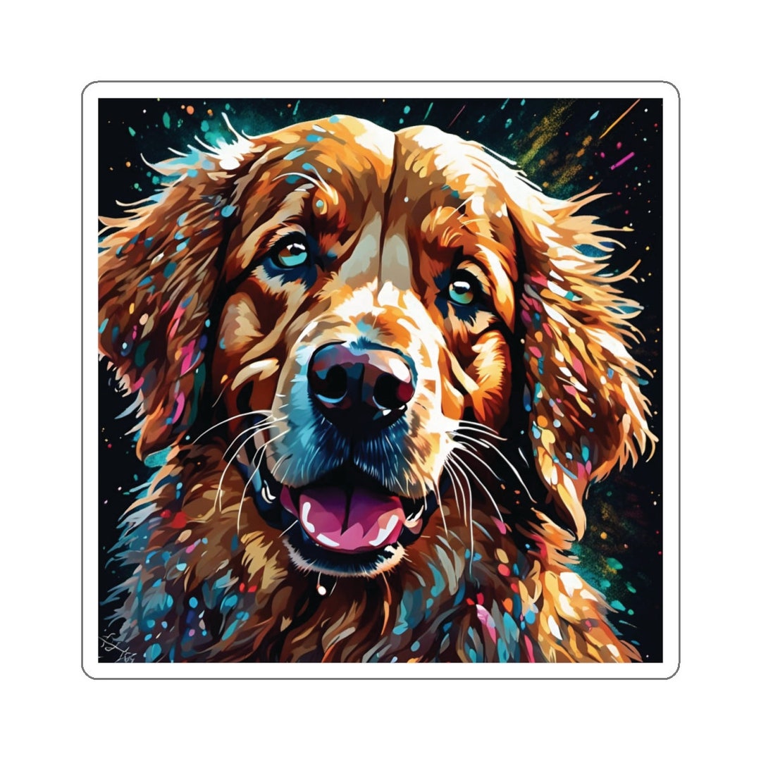 Kiss-cut Stickers Ai Art Dog Golden Retriever Sticker PNG Print ...