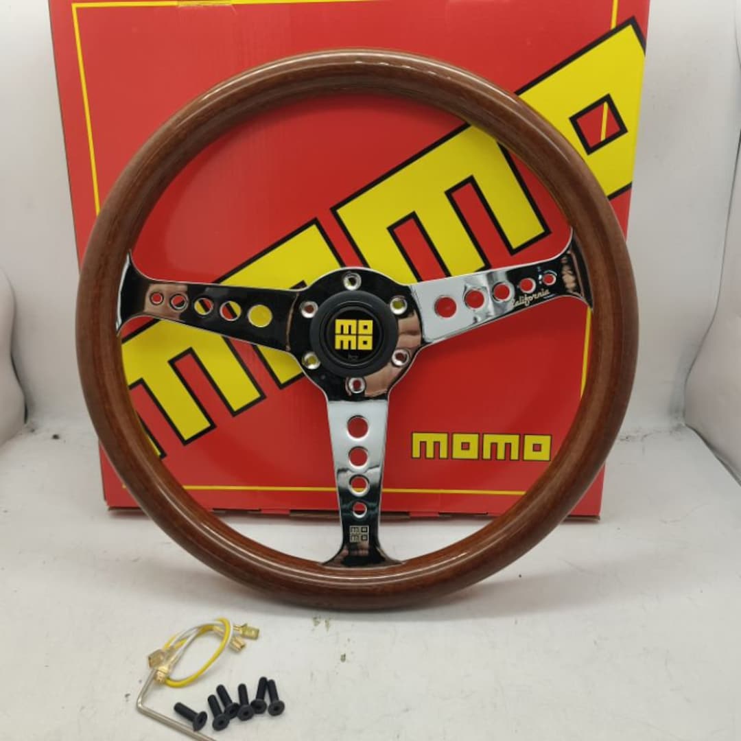 MOMO California Wood Steering Wheel Heritage 360mm Chrome Polished ...