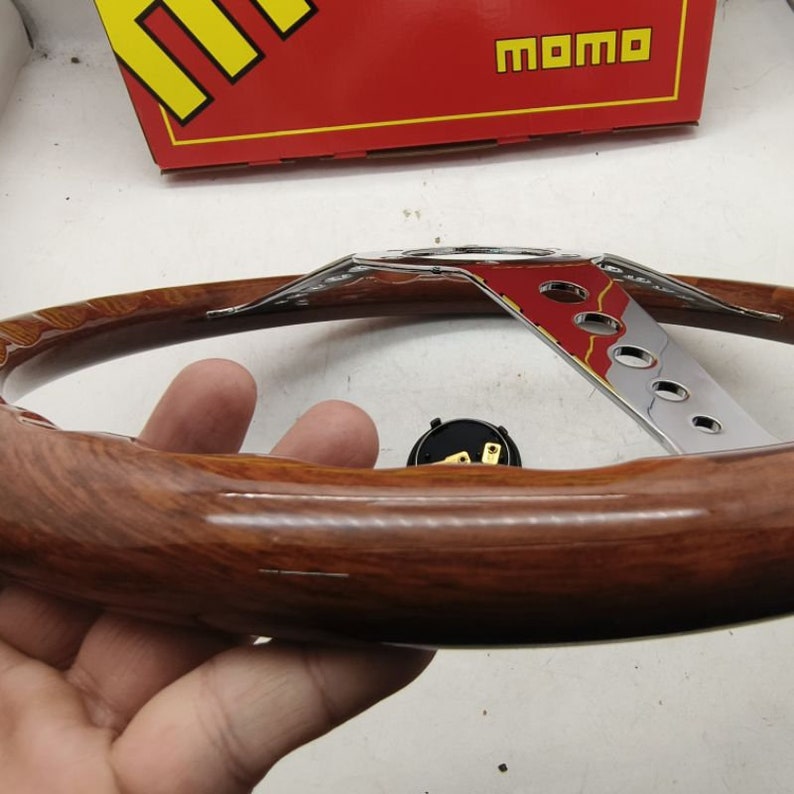 MOMO California Wood Steering Wheel Heritage 360mm Chrome Polished ...