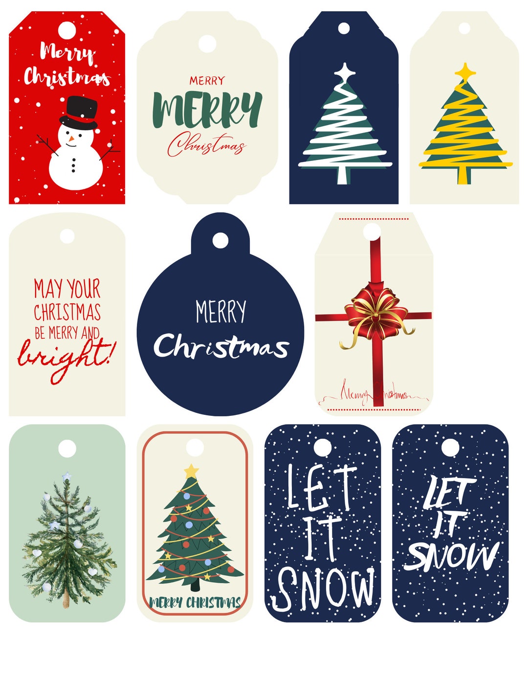 Christmas Tags Download Style Variety - Etsy