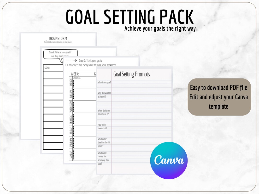 Goal Setting Template, Goal Tracker Template, Digital Goal Tracker ...