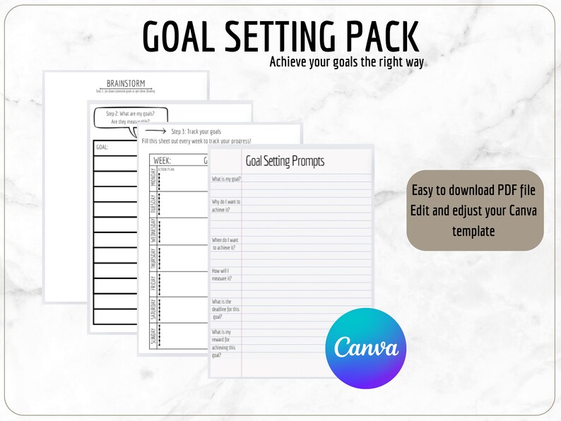 Goal Setting Template, Goal Tracker Template, Digital Goal Tracker ...
