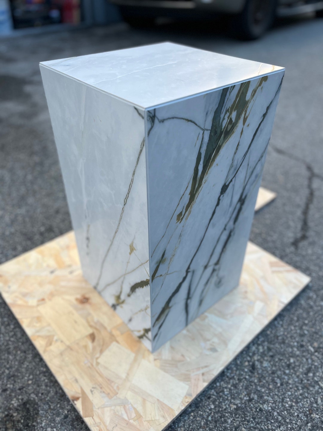 Faux Marble Stone Porcelain Tile Side Table - Etsy