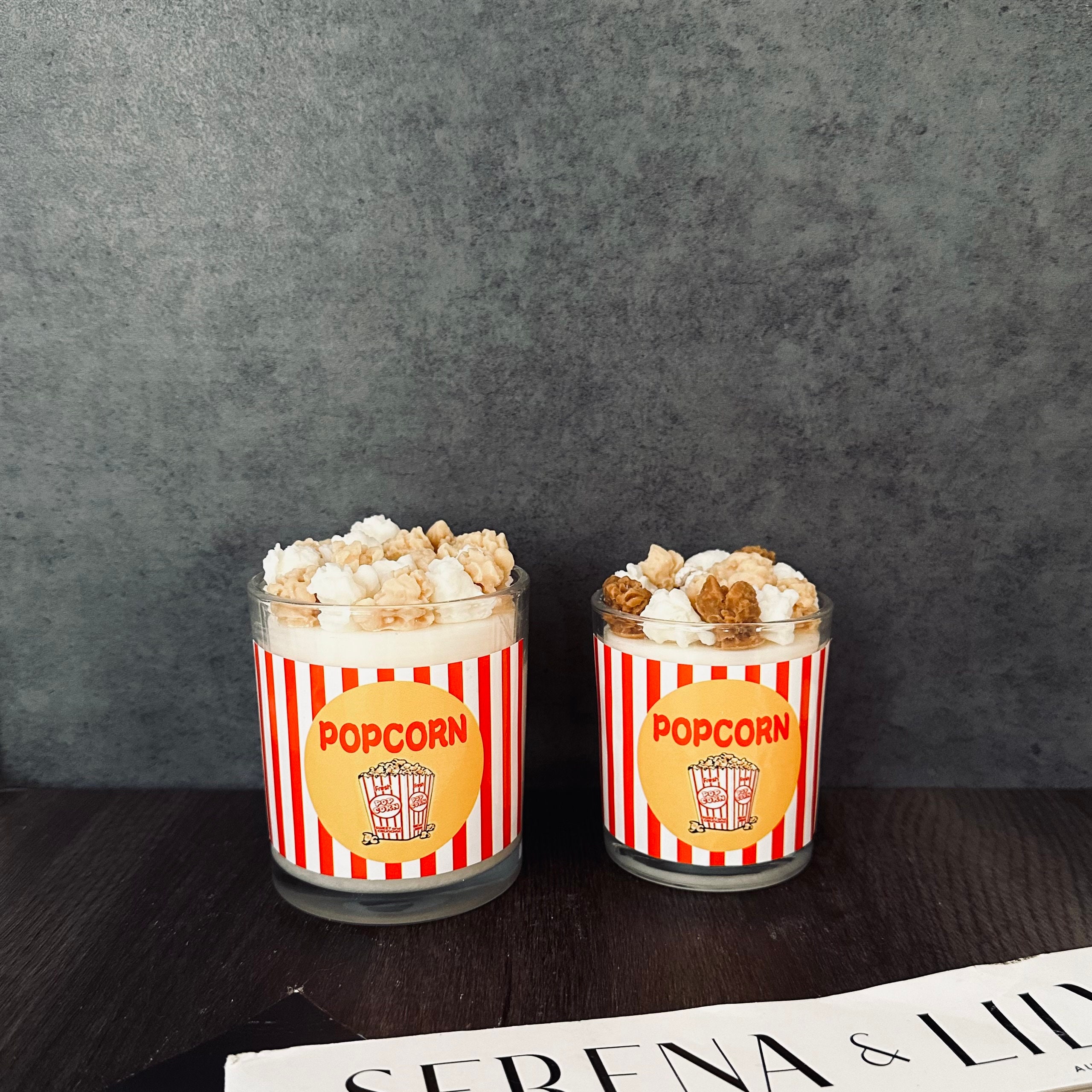 Popcorn Candle, Handmade Soy Wax Candle, Caramel Popcorn Scented Candle ...