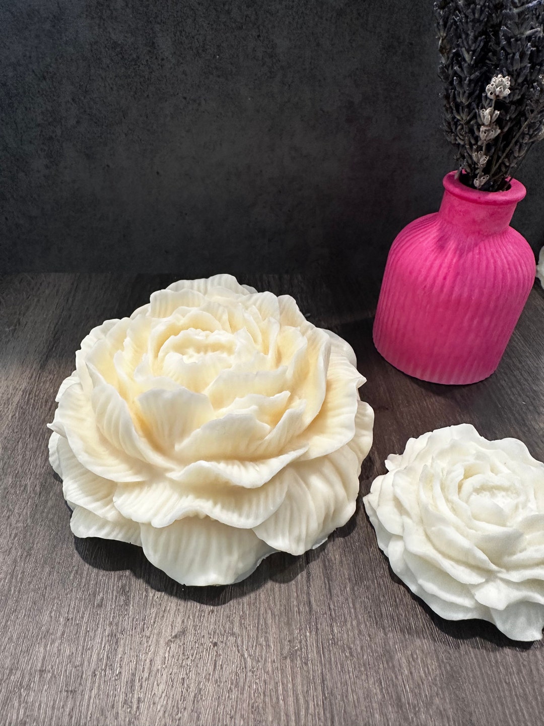 Huge Peony Candle 1 LB Handcrafted Soy Wax Peony Candle With Beautiful ...