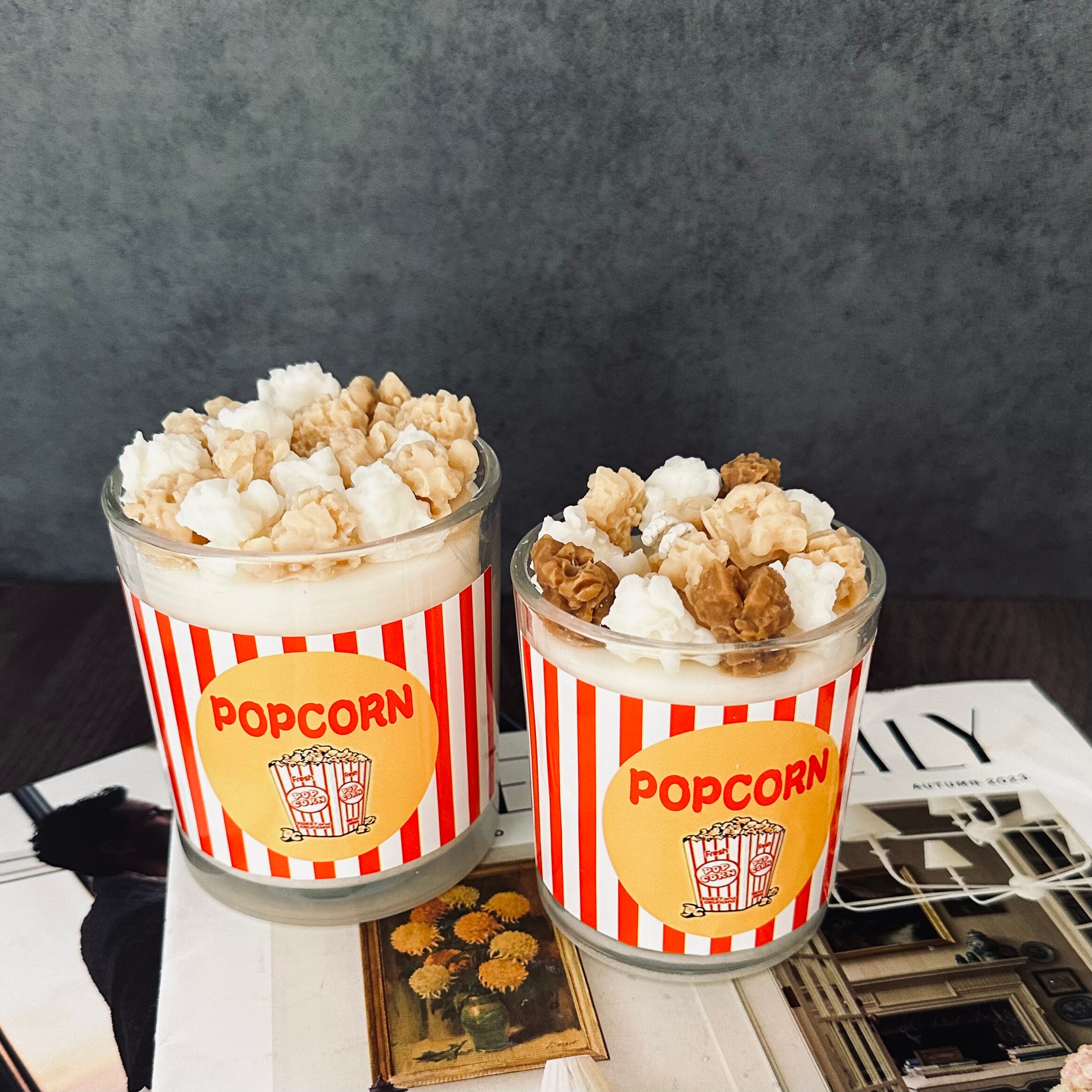 Popcorn Candle, Handmade Soy Wax Candle, Caramel Popcorn Scented Candle ...