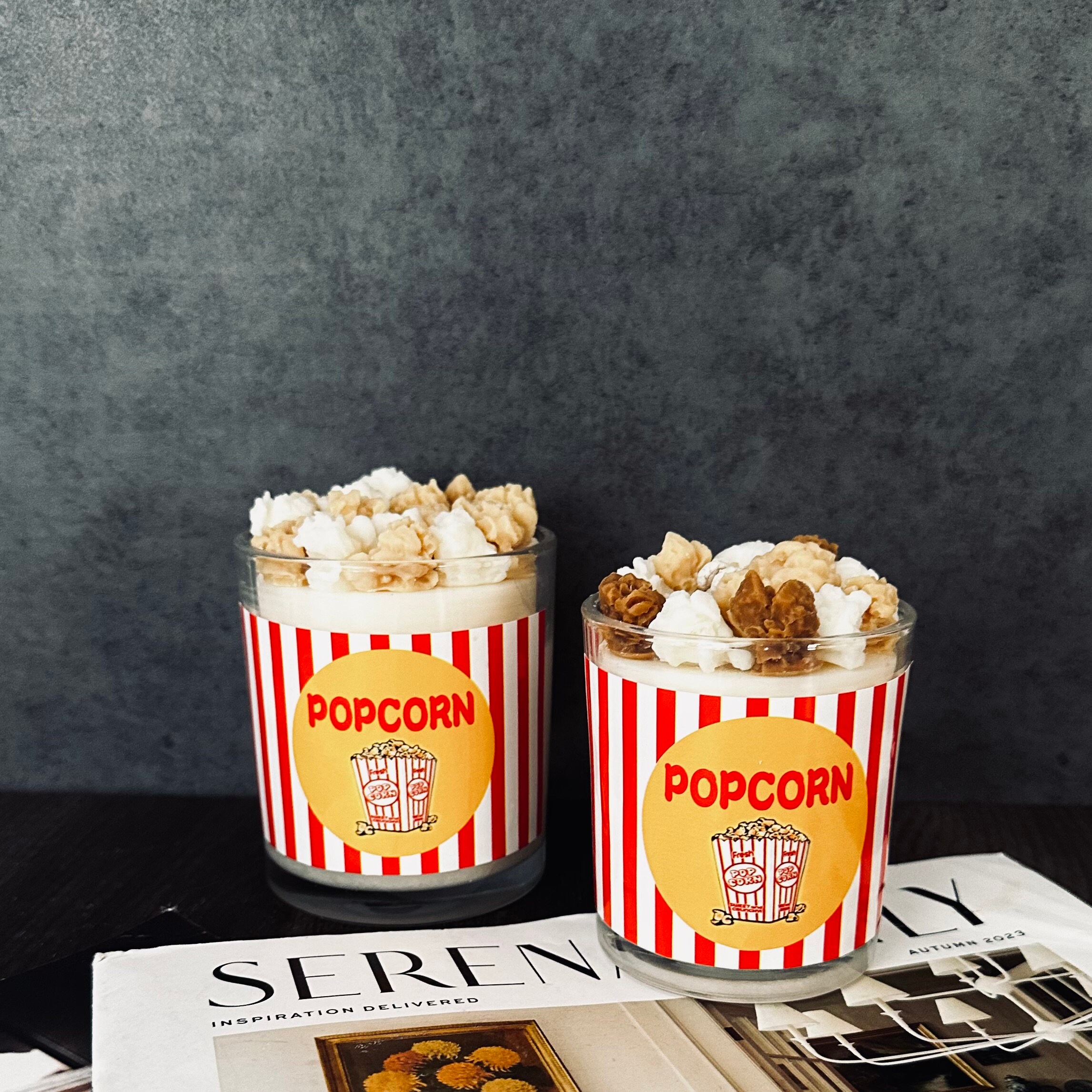 Popcorn Candle, Handmade Soy Wax Candle, Caramel Popcorn Scented Candle ...