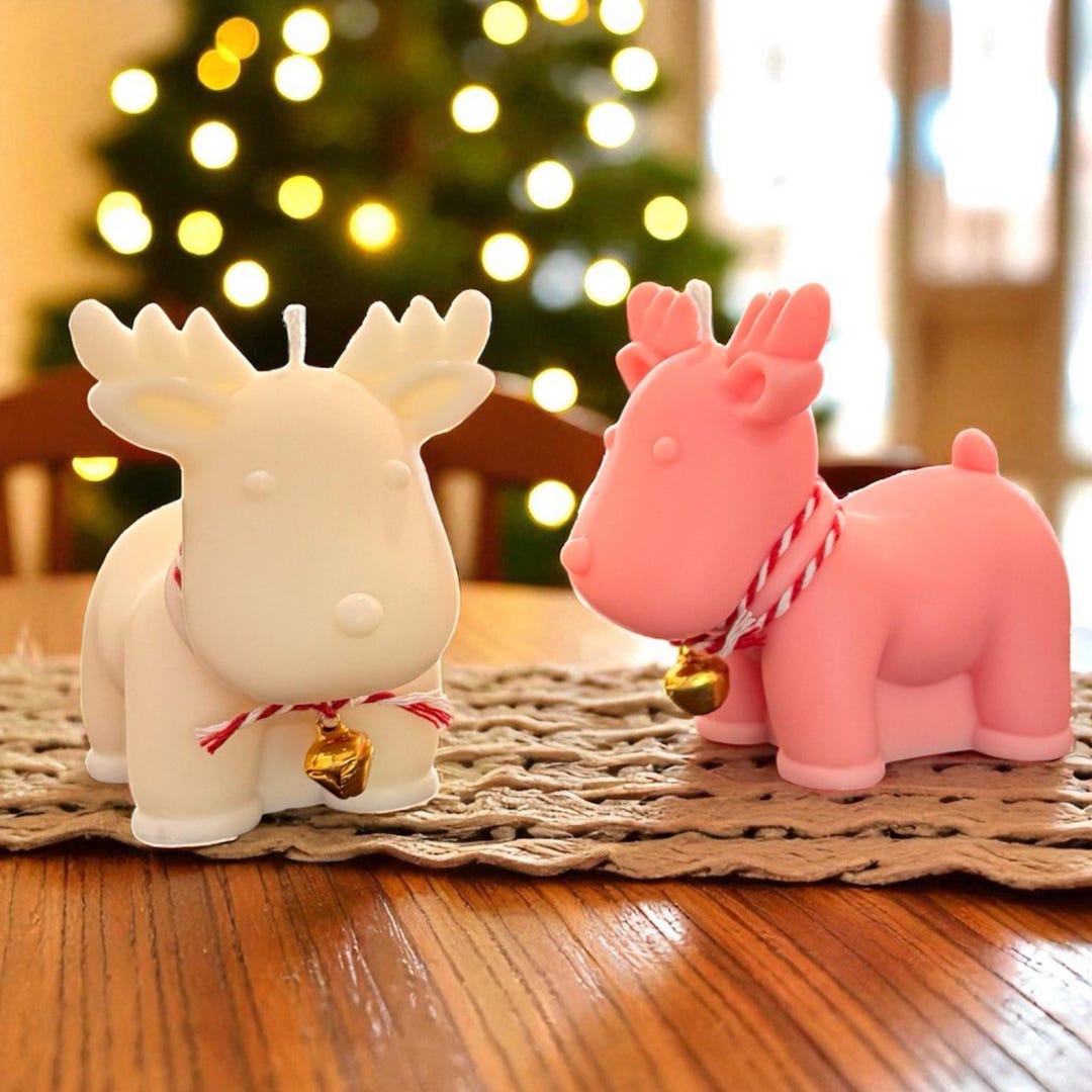 Reindeer Candle – Handmade Christmas Candle, Winter Holiday Decor ...