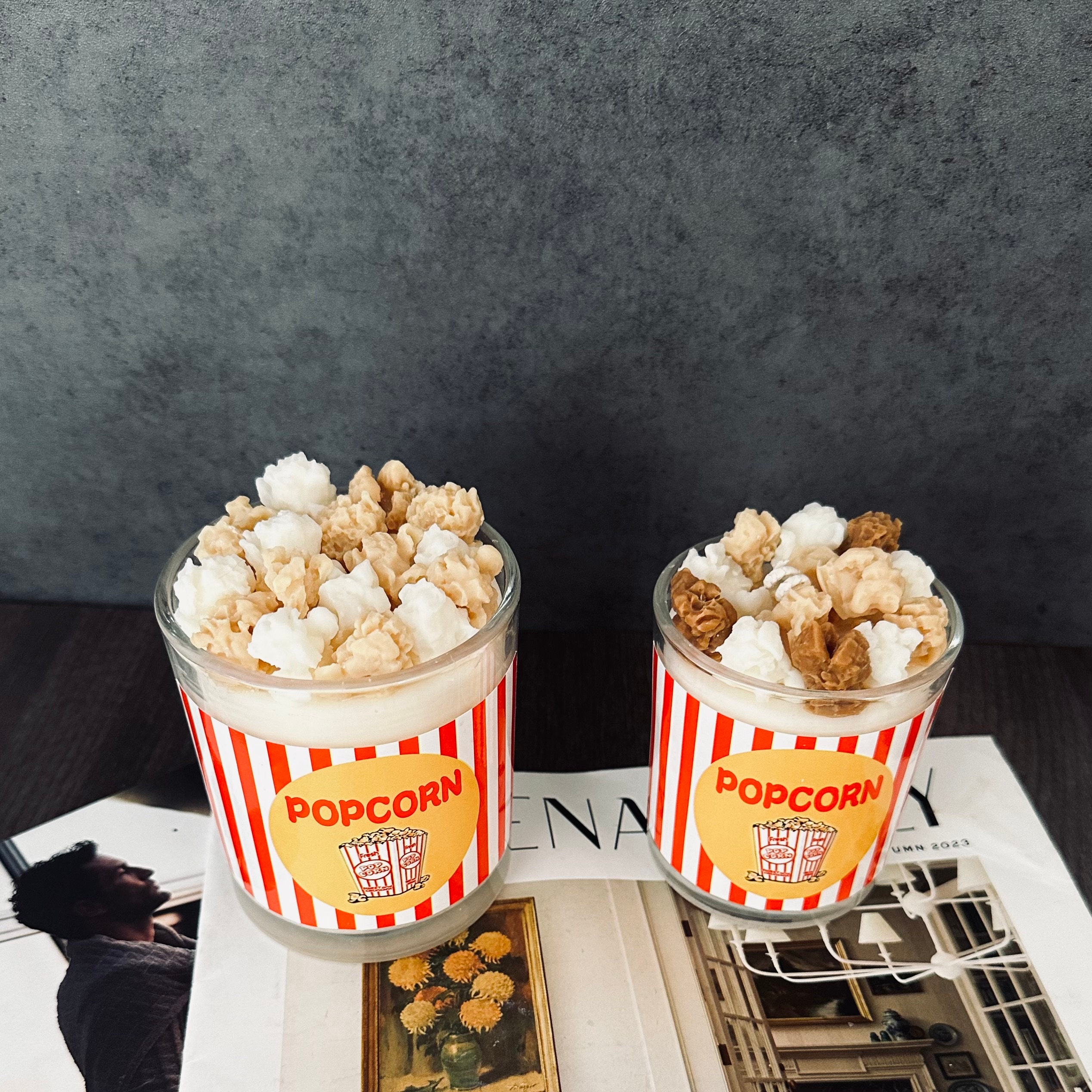 Popcorn Candle, Handmade Soy Wax Candle, Caramel Popcorn Scented Candle ...