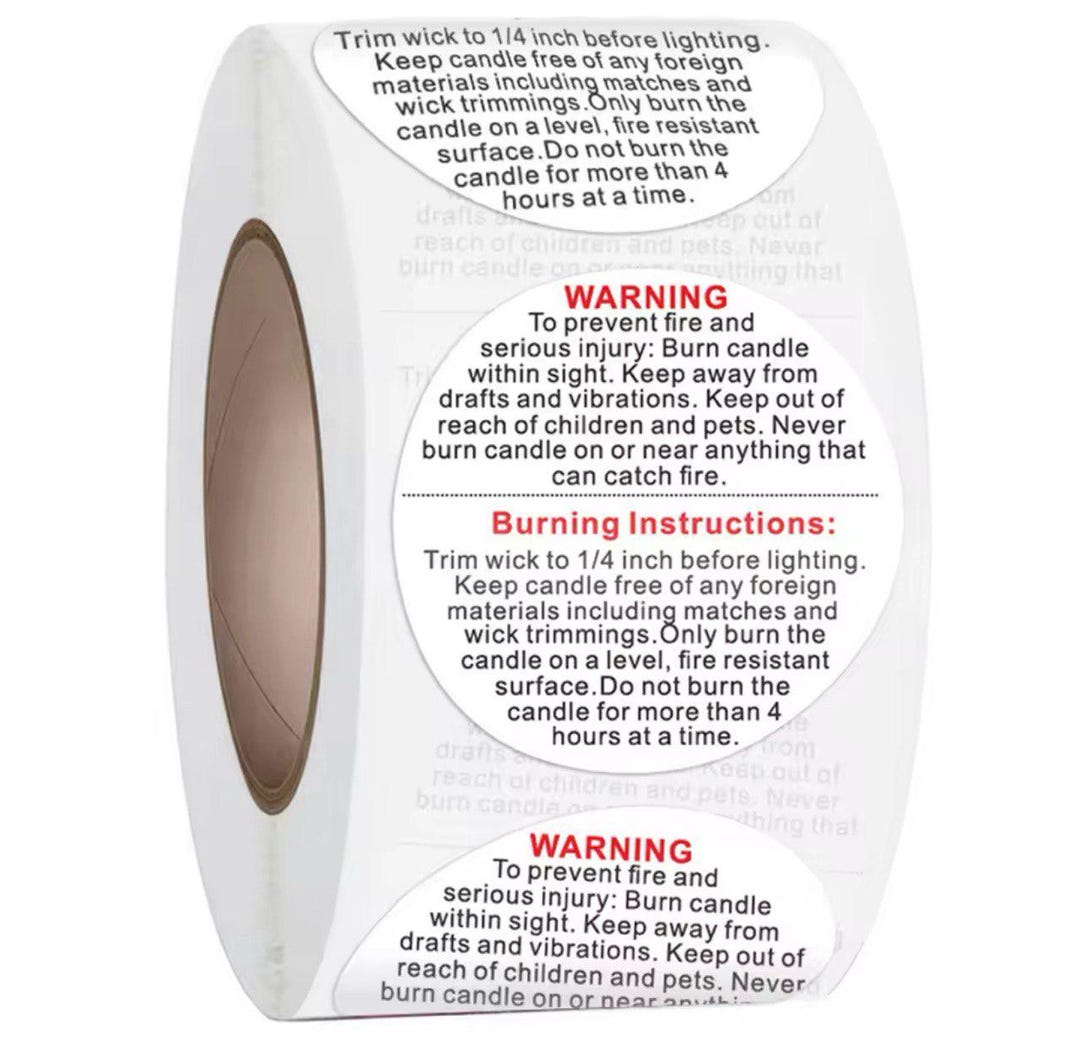 Candle Warning Labels, 1-1.5inch Round Candle Safety Labels Sticker for ...