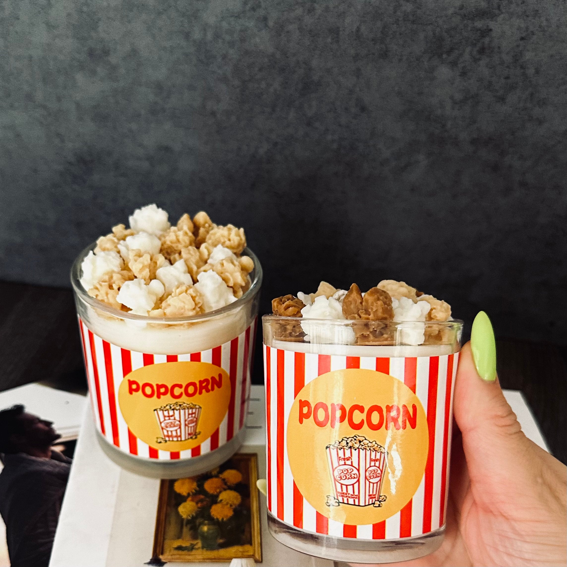 Popcorn Candle, Handmade Soy Wax Candle, Caramel Popcorn Scented Candle ...