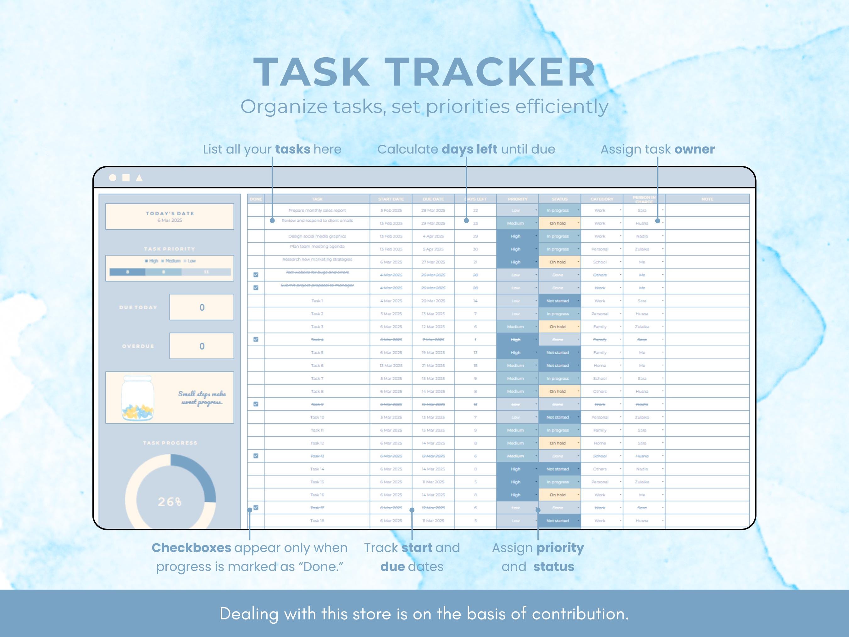 Task Tracker Google Sheets, Task Management Spreadsheet, to Do List ...