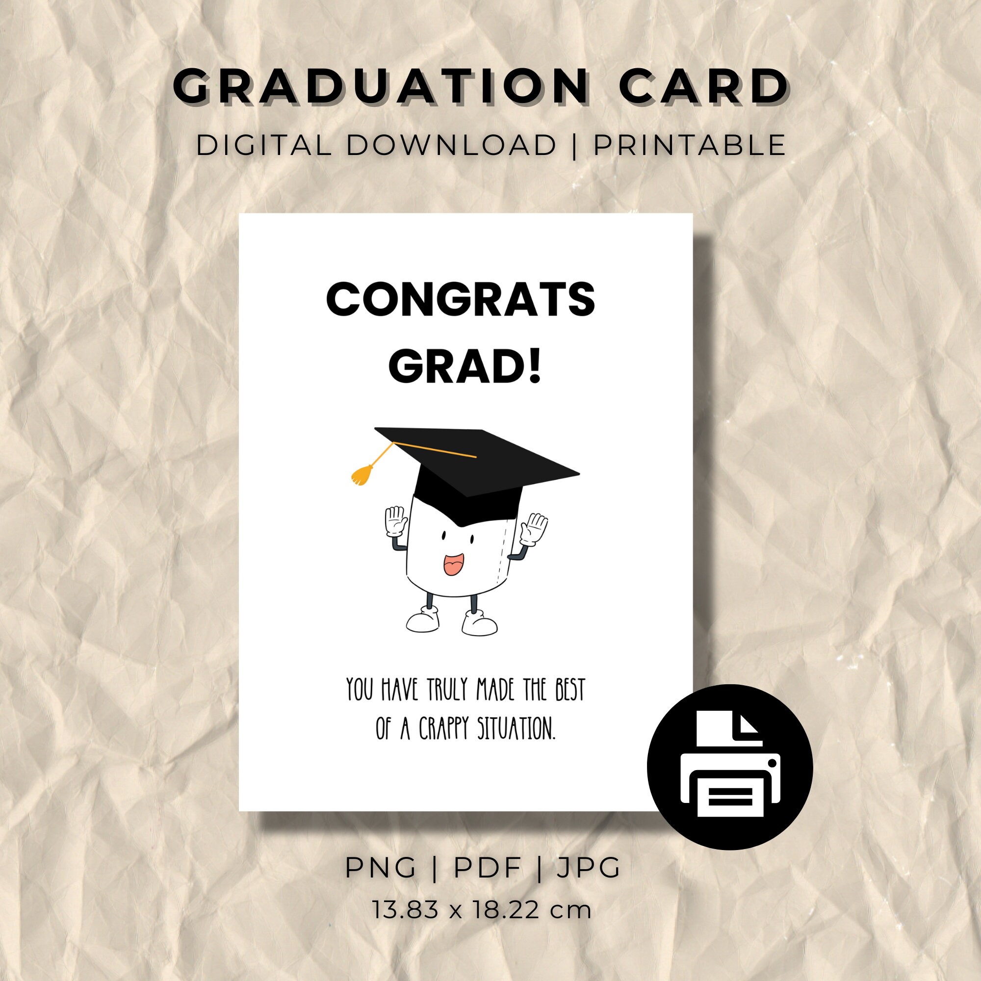 Printable Graduation Card, DIY Graduation Card, Tissue Grad, High ...