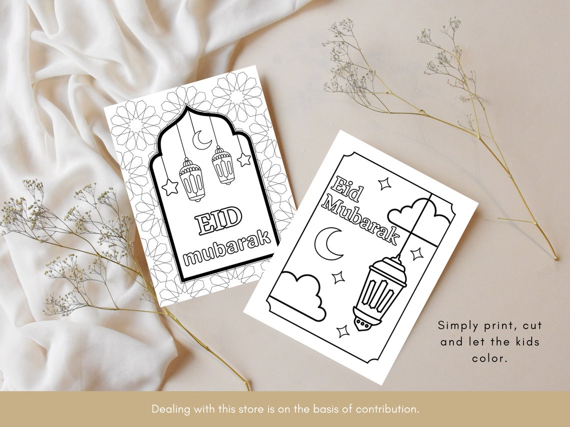 Eid Coloring Cards, DIY Eid Cards, Printable Eid Cards, Eid Kids ...