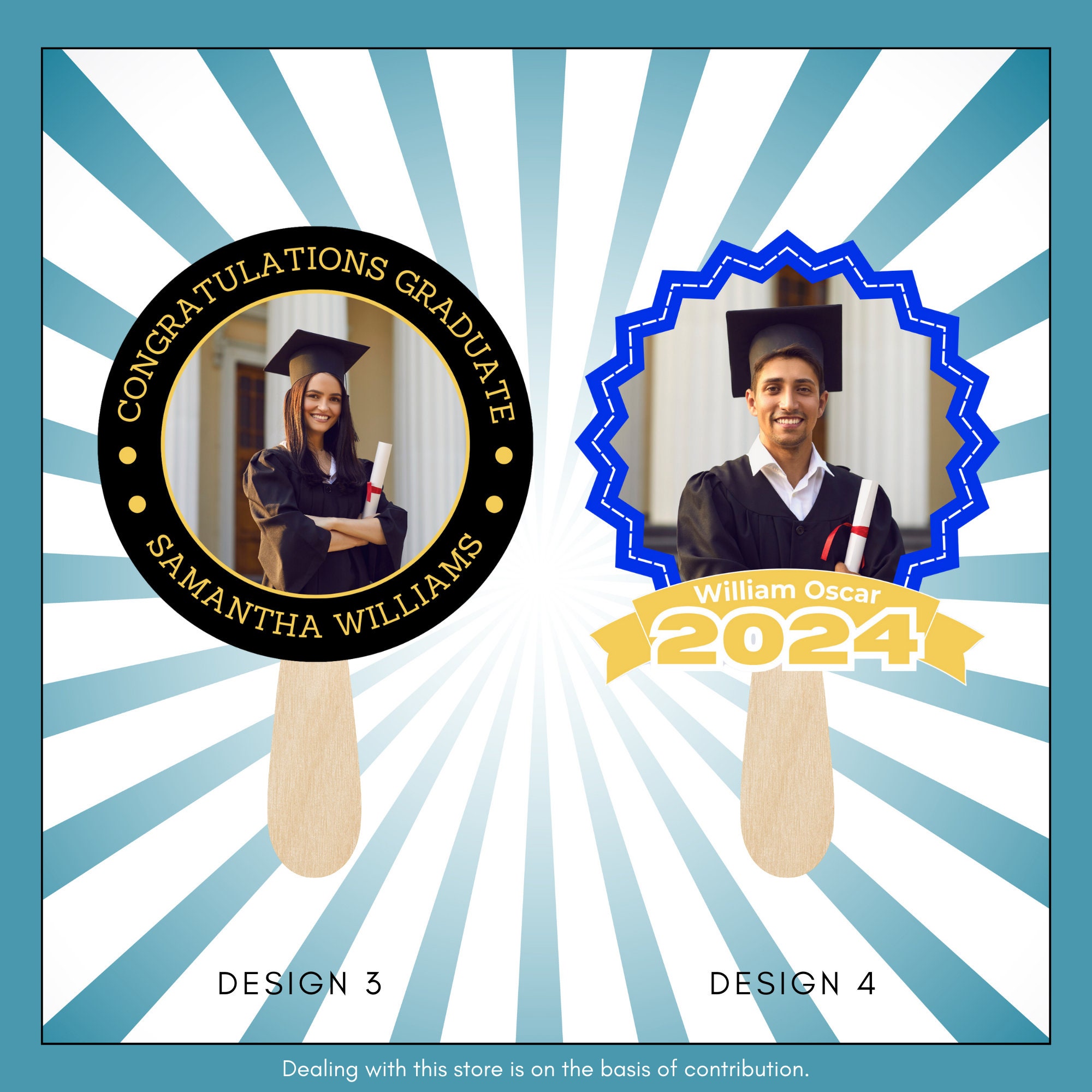 Grad Fan Template Bundle, Grad Fan, Grad Paddle Fan Template ...