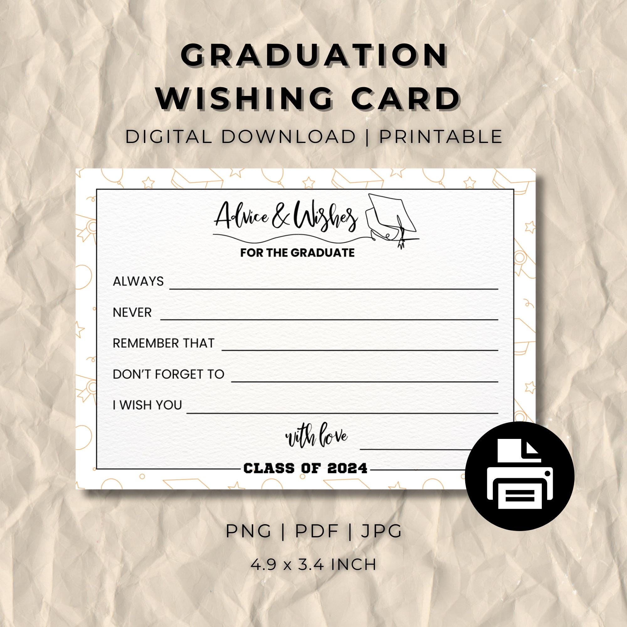 Graduation Advice and Wishes Cards, Printable Table Decor, Instant ...