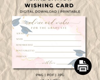 Graduation Advice and Wishes Cards, Printable Table Decor, Instant ...