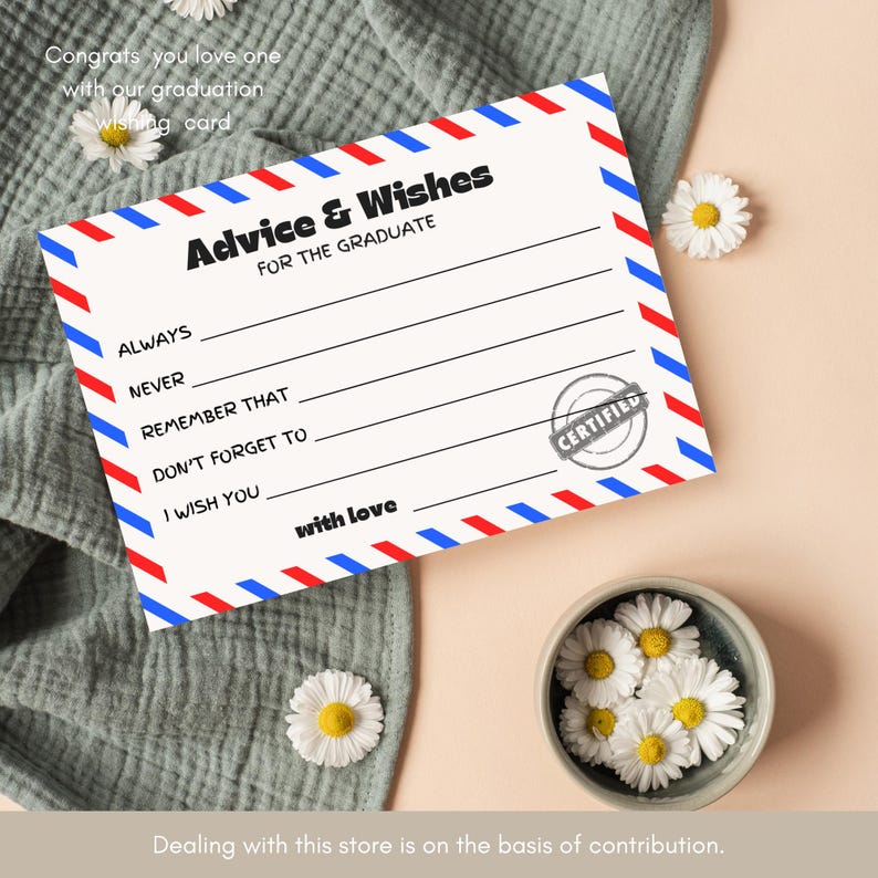 Graduation Advice and Wishes Cards, Printable Table Decor, Instant ...