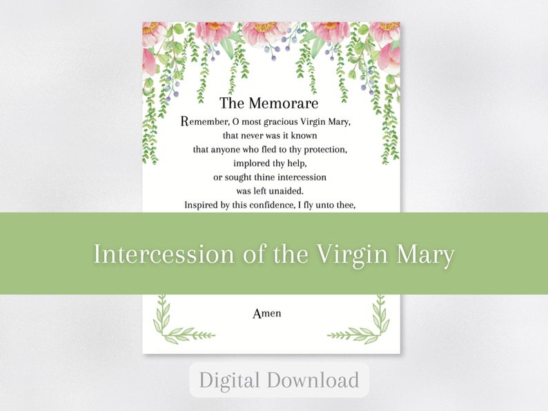 Memorare Prayer, Printable Prayer, Intercession of the Blessed Virgin ...