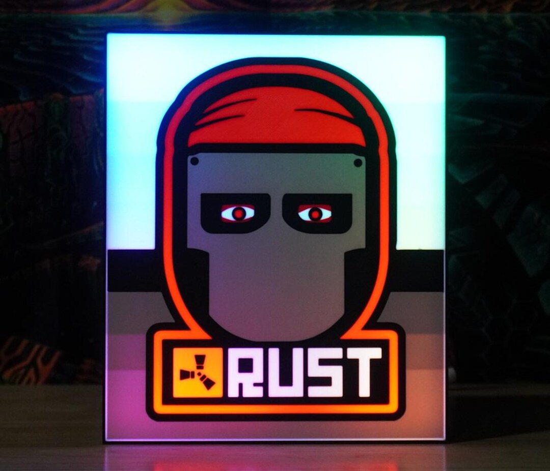 RUST Face Shield Logo - Neopixel ARGB - LED Wall Sign - Wall Decor ...