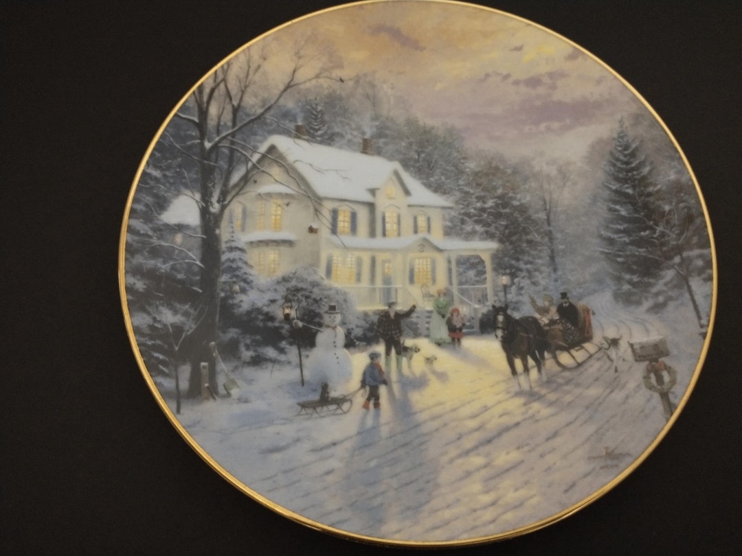 Vintage Thomas Kinkade Knowles Fine China sleighride Home Decorative ...