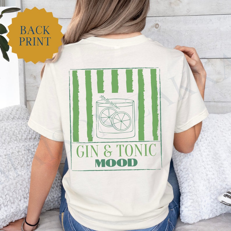 Gin & Tonic Graphic T-shirt for Gin Lover Gift, Gin Tonic Print Tee ...