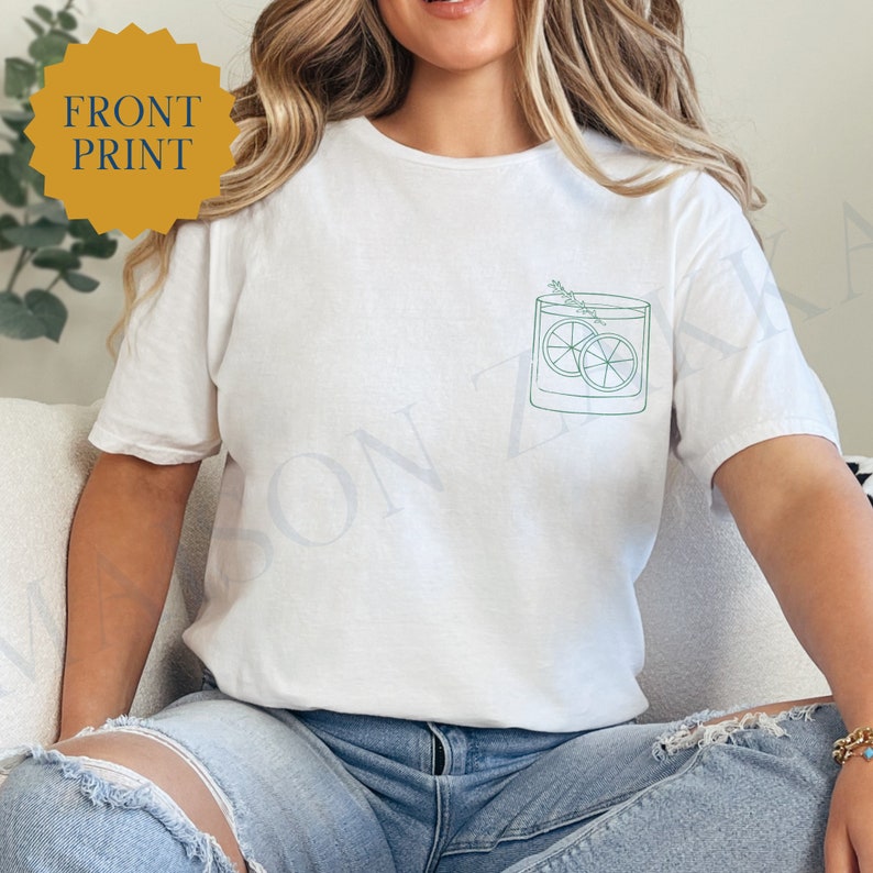 Gin & Tonic Graphic T-shirt for Gin Lover Gift, Gin Tonic Print Tee ...