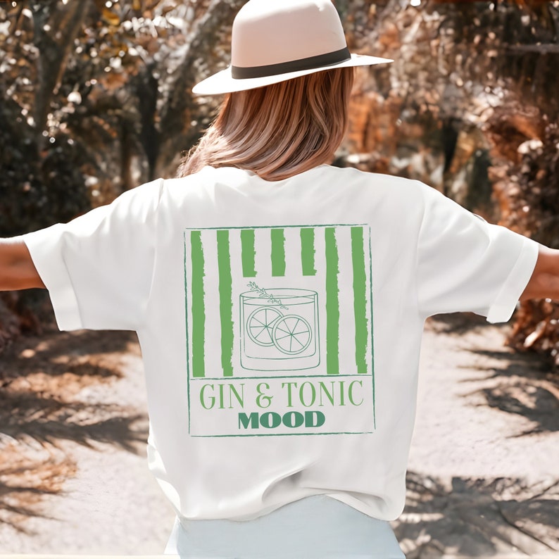 Gin & Tonic Graphic T-shirt for Gin Lover Gift, Gin Tonic Print Tee ...