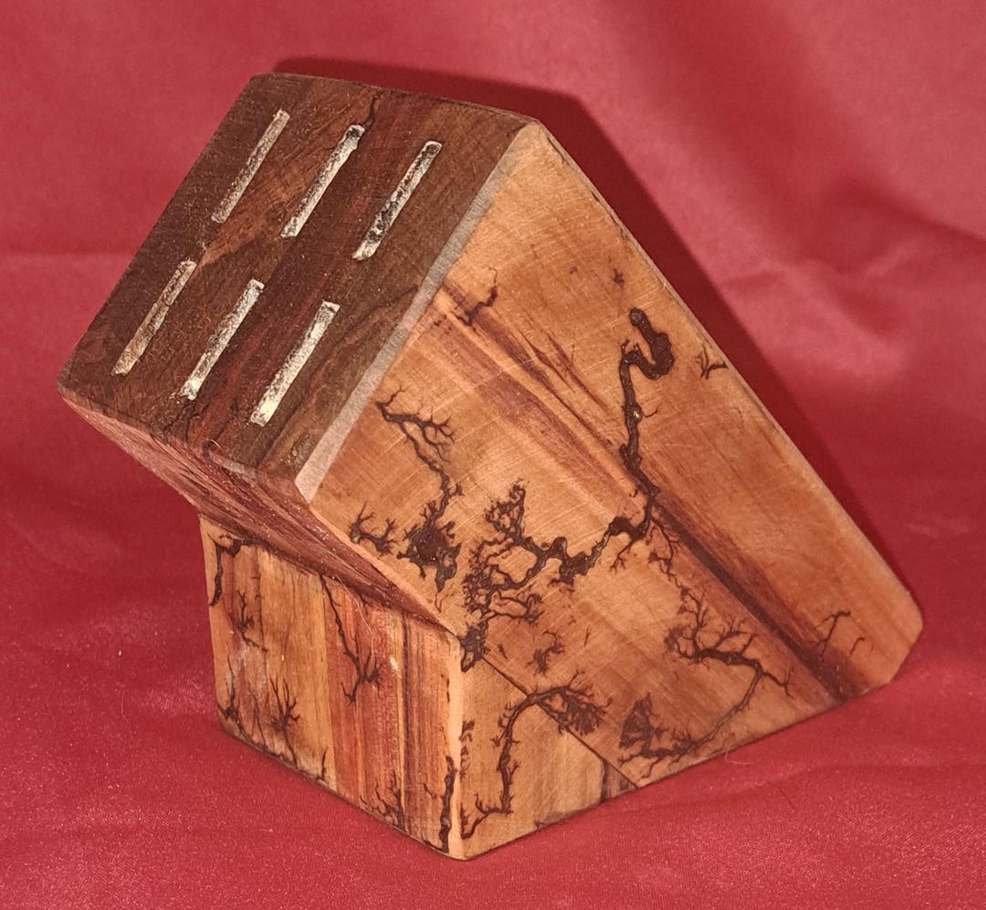 6 Slot Steak Knife Block With Custom Wood Fracking Designs - Etsy